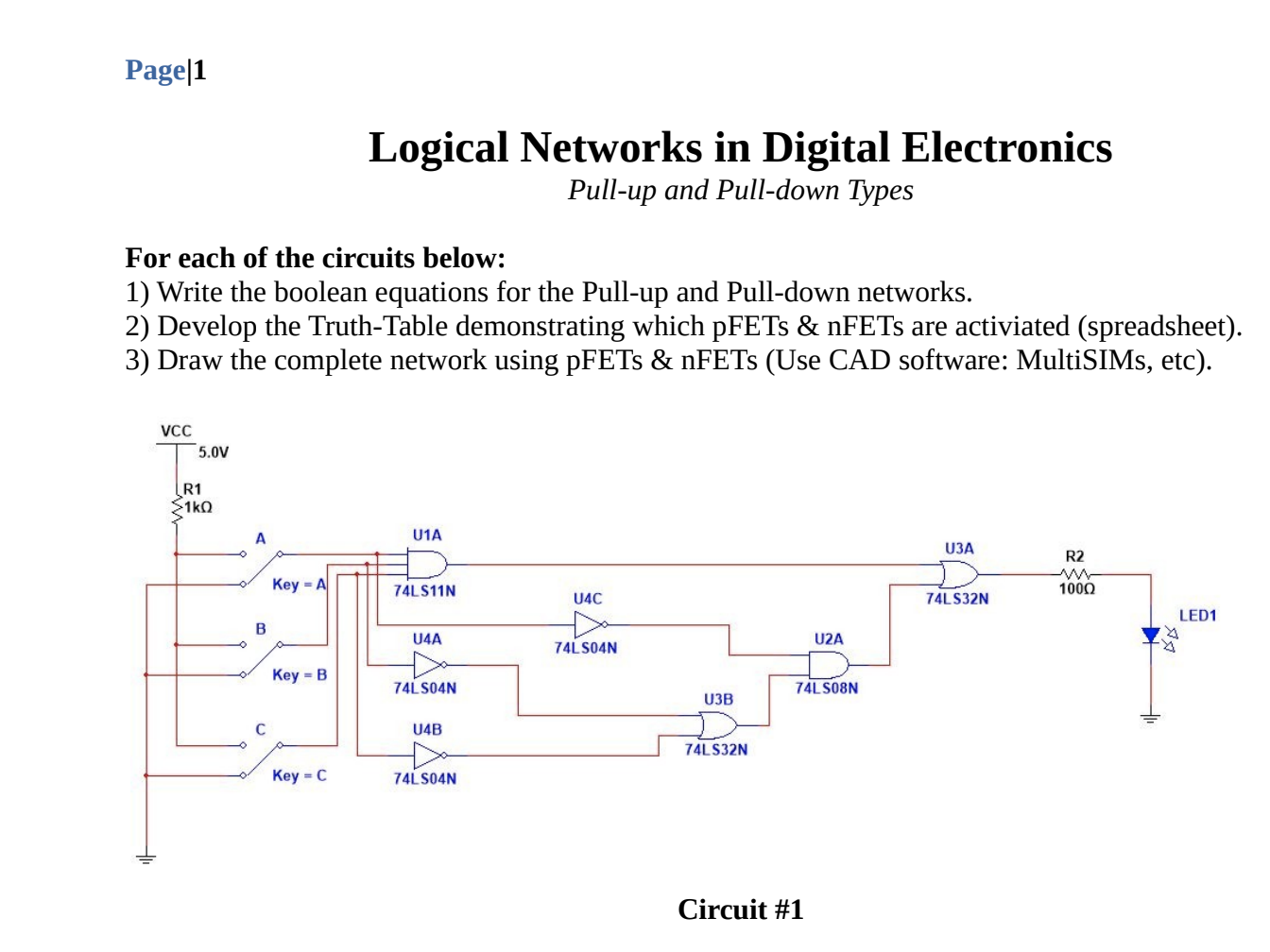 Solved Logical Networks in Digital Electronics Pull-up and | Chegg.com