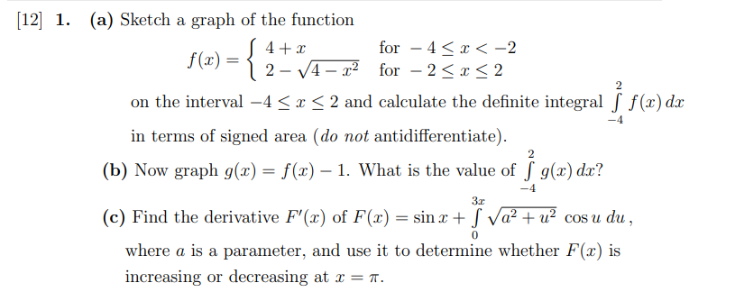 Solved 12] 1. (a) Sketch a graph of the function \\[ | Chegg.com