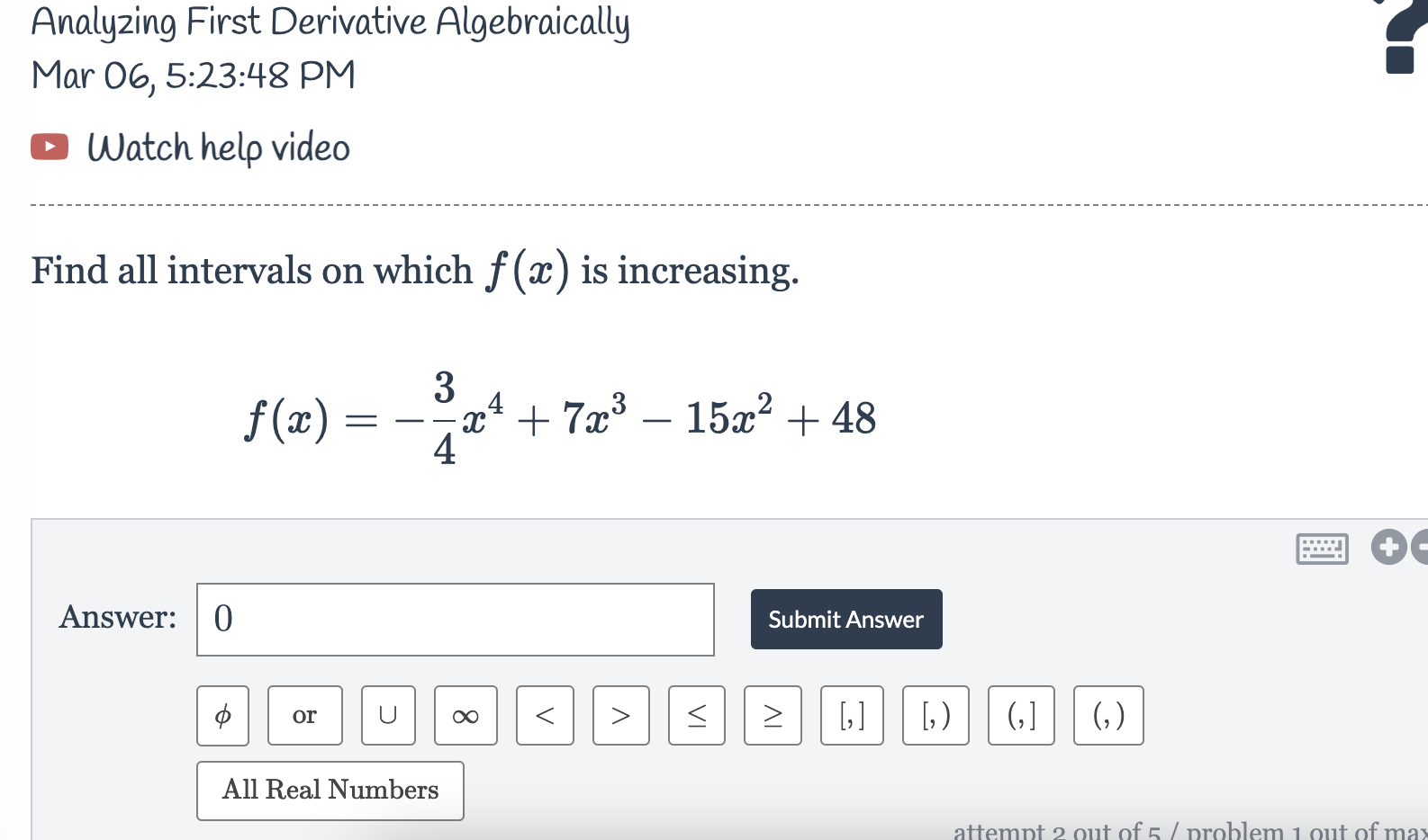 Solved Analyzing First Derivative Algebraically Mar 06, | Chegg.com