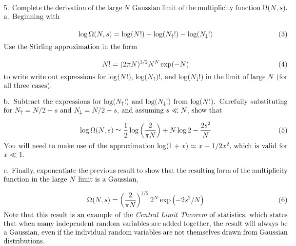 Solved 5. Complete the derivation of the large N Gaussian | Chegg.com