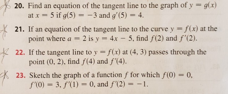 Solved 20. Find an equation of the tangent line to the graph | Chegg.com