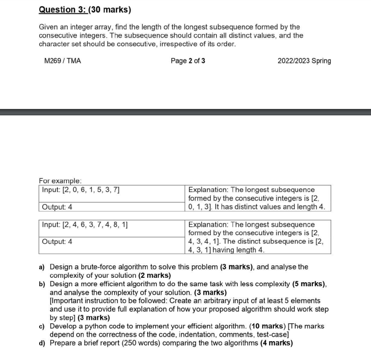 Solved Given an integer array, find the length of the | Chegg.com