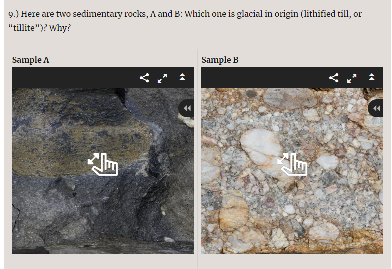 Solved 9.) Here are two sedimentary rocks, A and B: Which | Chegg.com