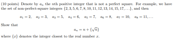 Solved (10 points) Denote by on the nth positive integer | Chegg.com