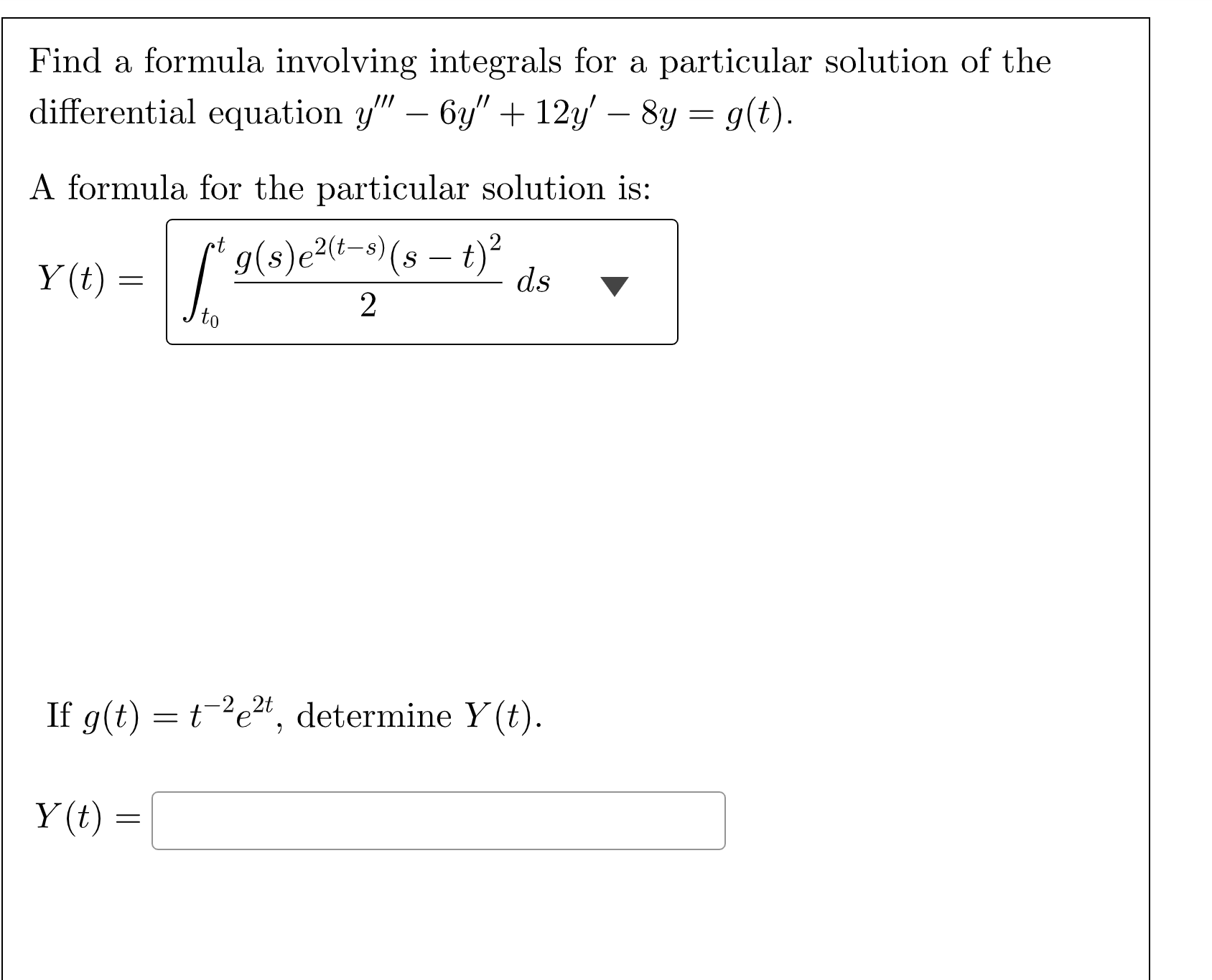 Solved Find a formula involving integrals for a particular | Chegg.com