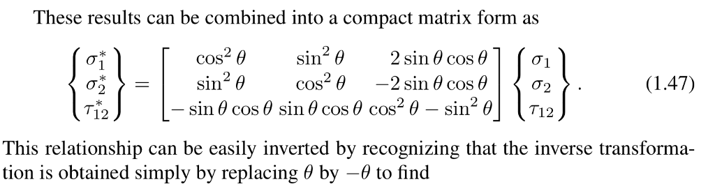 Problem 1.7. Stress rotation formule in matrix form | Chegg.com