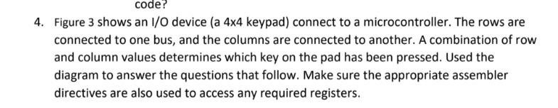 Solved −⋯4. Figure 3 shows an I/O device (a 4×4 keypad) | Chegg.com