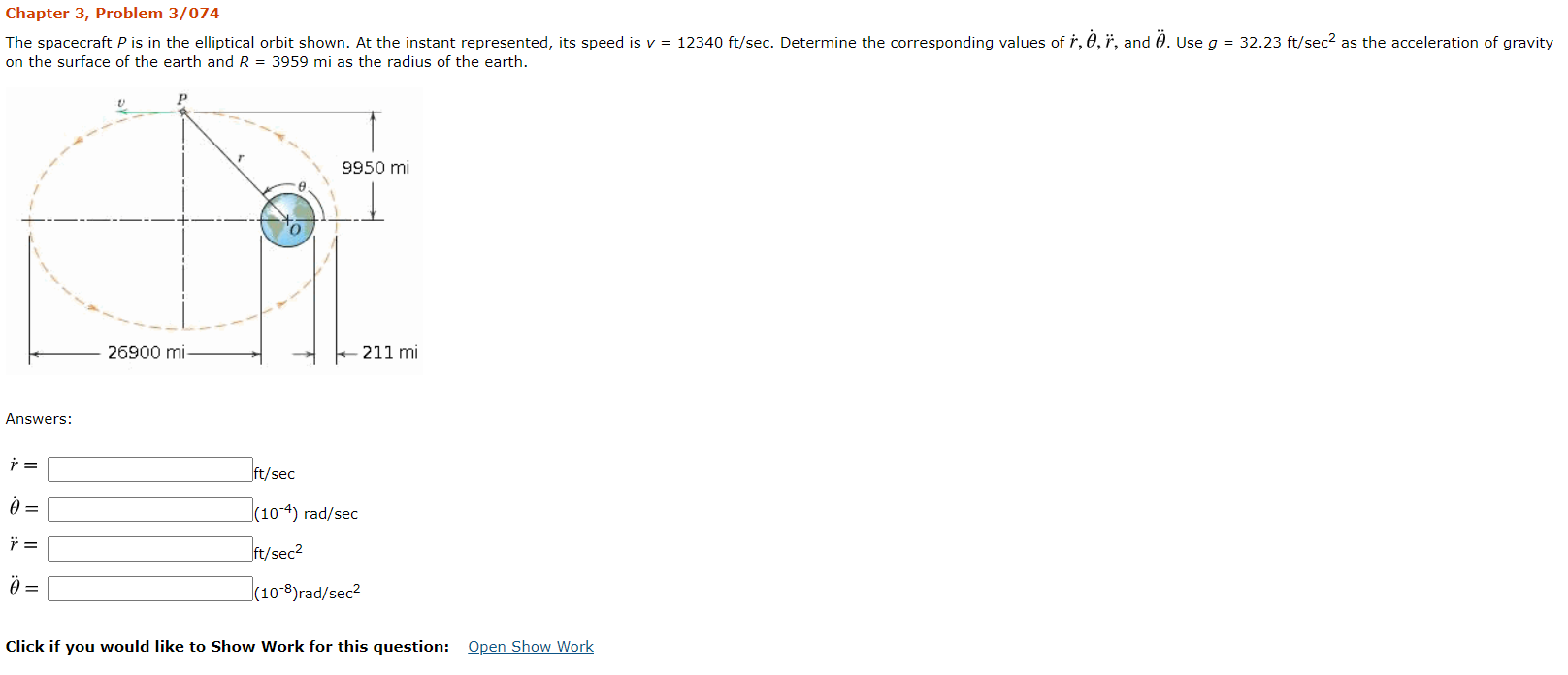 Solved The spacecraft P is in the elliptical orbit shown. At | Chegg.com
