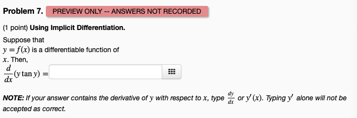 Solved Problem 7. PREVIEW ONLY -- ANSWERS NOT RECORDED (1 | Chegg.com