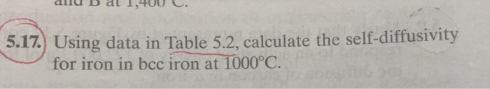 Solved TABLE 5.2 Diffusivity Data for a Number of Metallic | Chegg.com