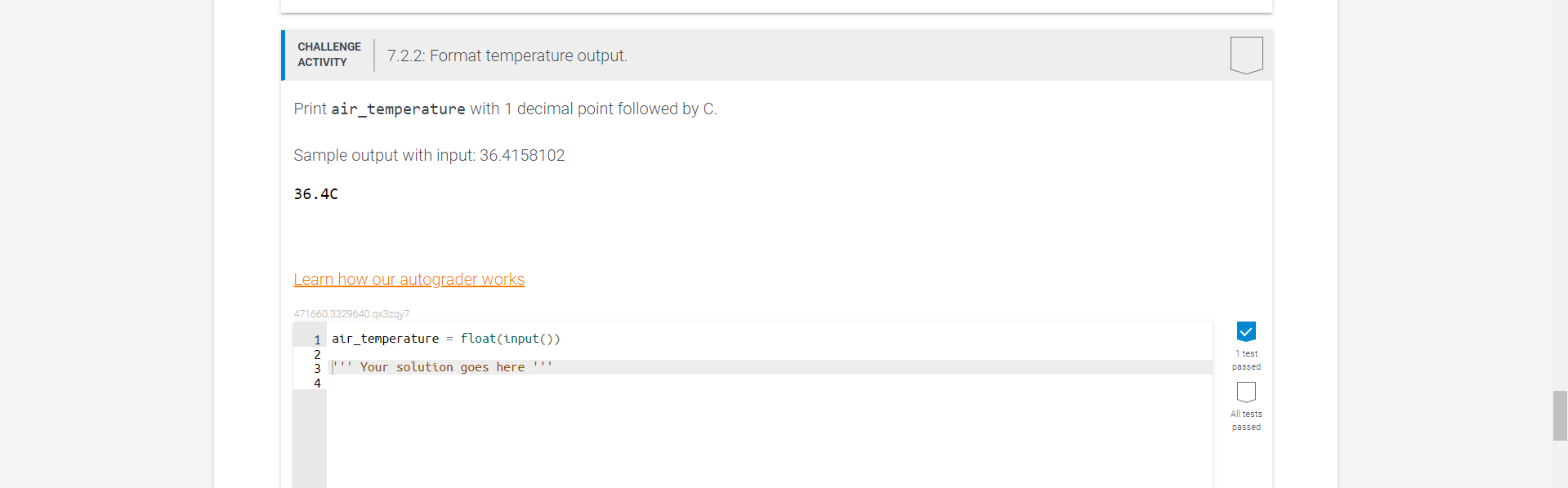 Solved Print air_temperature with 1 decimal point followed | Chegg.com Solved Print air_temperature with 1 decimal point followed | Chegg.com