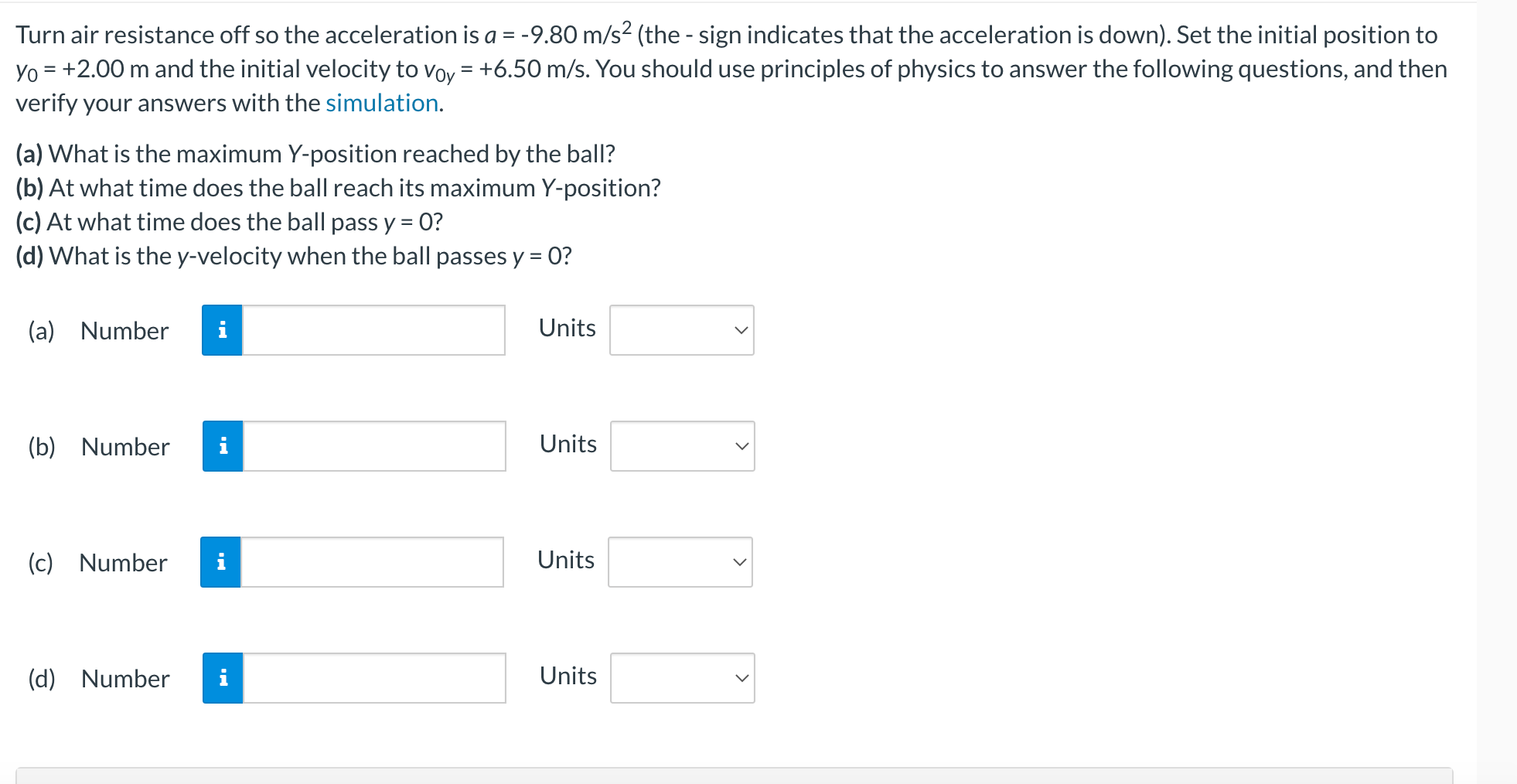 Solved Graphing y,v, and a for free fall Y-Position (s) time | Chegg.com