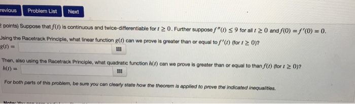Solved revious Problem List Next 2 points) Suppose that f(t) | Chegg.com