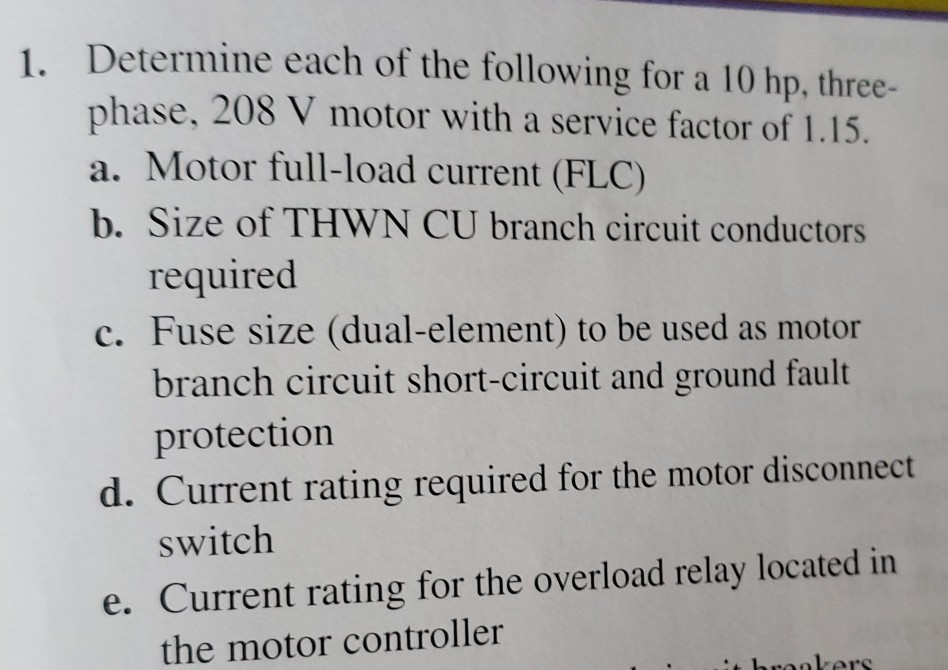 Solved Determine each of the following for a 10 hp, three- | Chegg.com