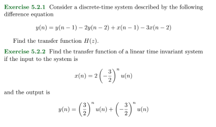 Solved Exercise 5.2.1 Consider a discrete-time system | Chegg.com
