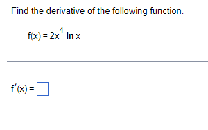 Solved Find the derivative of the following function. | Chegg.com