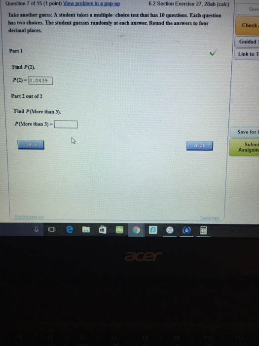 Solved Question 7 of 15 (1 point) View problem in a pop-up | Chegg.com