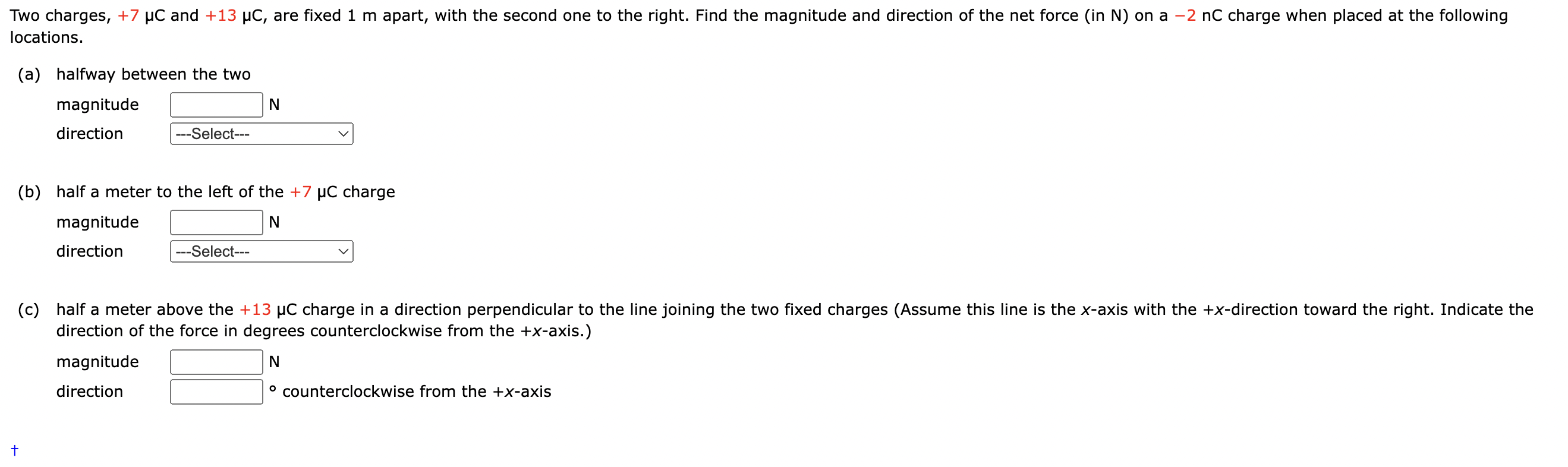 Solved locations. (a) halfway between the two magnitude | Chegg.com