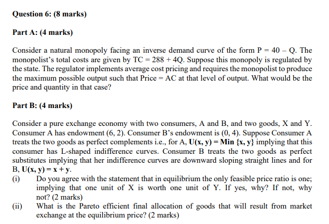 Solved Consider a natural monopoly facing an inverse demand | Chegg.com