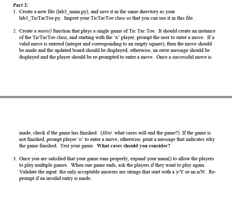 Part 2 1. Create a new file (lab3_main.py), and save | Chegg.com
