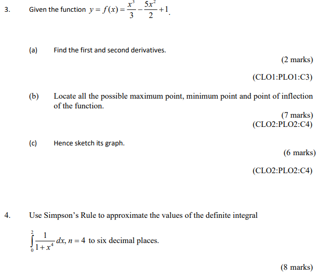 Solved x 3. Given the function y = f(x) = 5x 2 - +1 3 (a) | Chegg.com