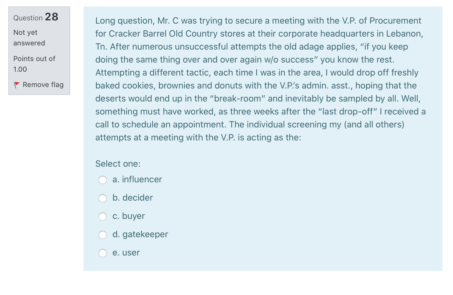 Solved Question 28 Not yet answered Points out of 1.00 | Chegg.com