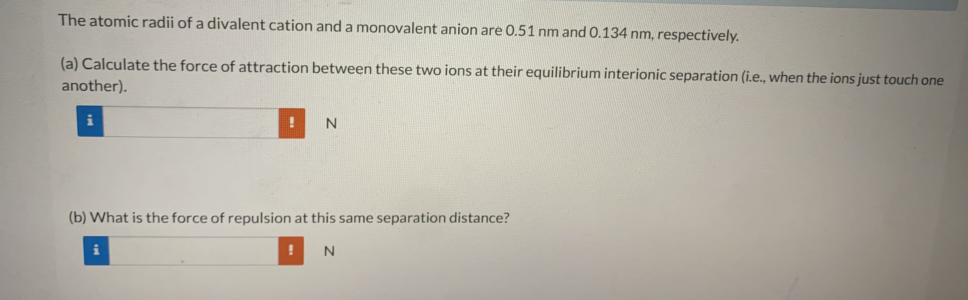 Solved The atomic radii of a divalent cation and a | Chegg.com