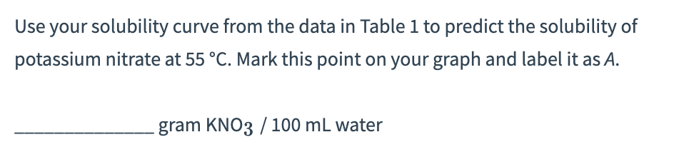 Table 1: Solubility Data for KNO, C Trial # °C 81.1 | Chegg.com