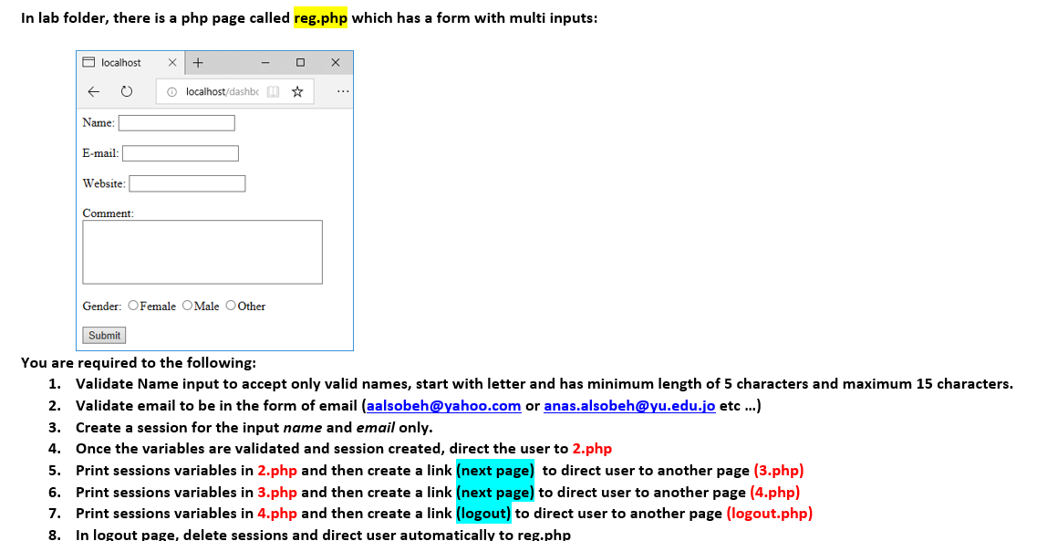 Solved In lab folder, there is a php page called reg.php | Chegg.com
