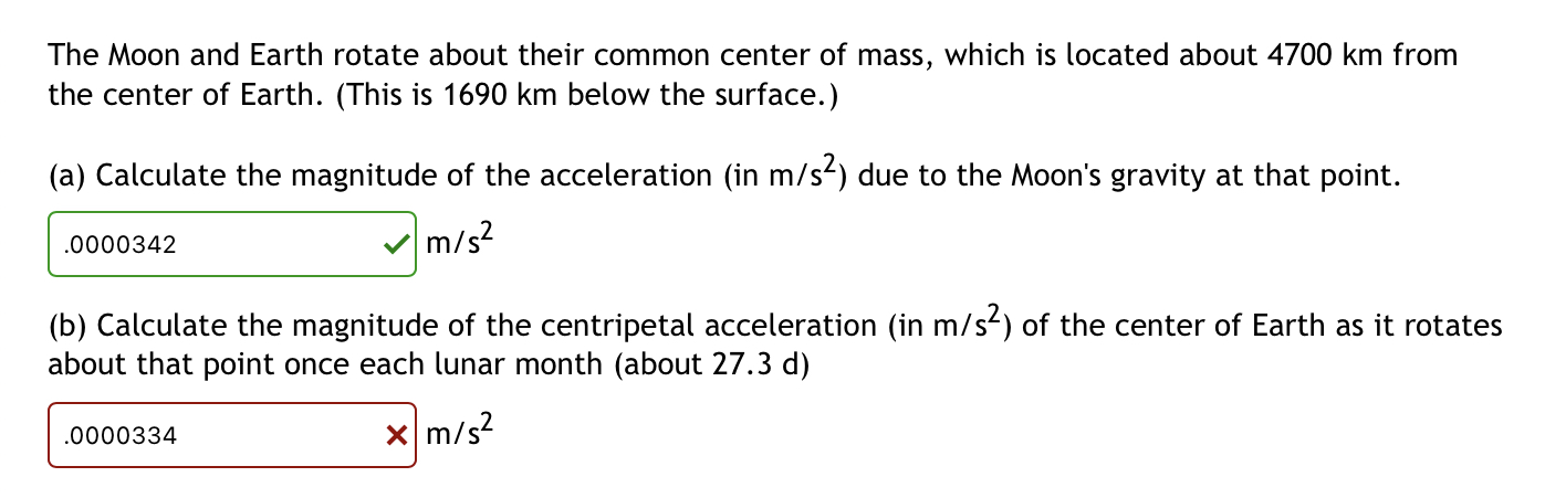 Solved The Moon and Earth rotate about their common center | Chegg.com
