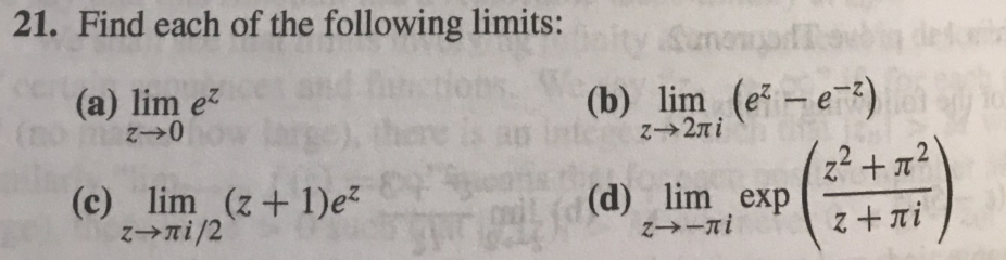 Solved 21. Find each of the following limits: (b) lim (e-e) | Chegg.com