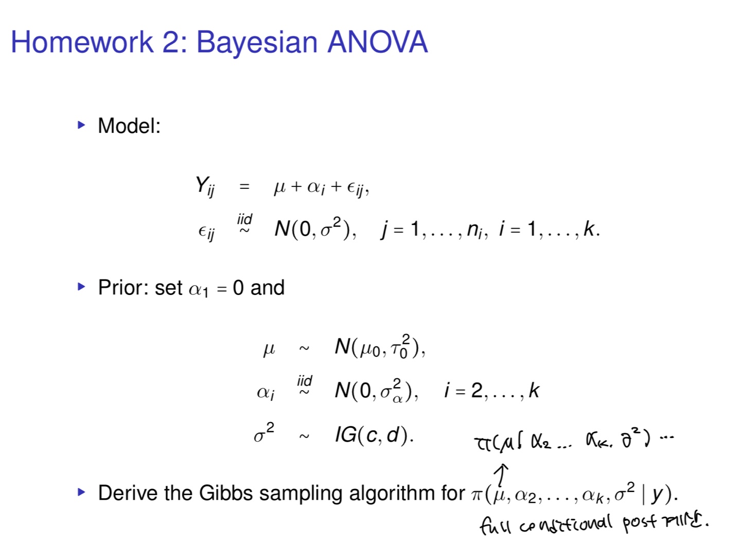 Solved Homework 2: Bayesian ANOVA - Model: | Chegg.com