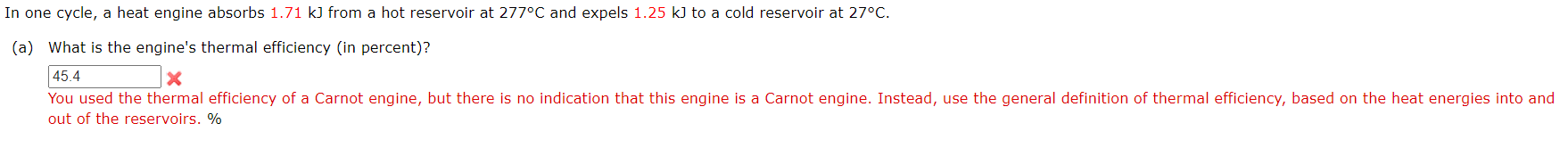 Solved In one cycle, a heat engine absorbs 1.71 kJ from a | Chegg.com