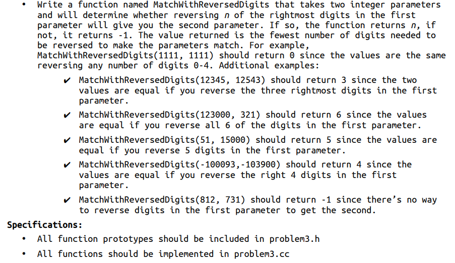 Solved Deliverables: problem3.h and problem3.cc Functions - | Chegg.com