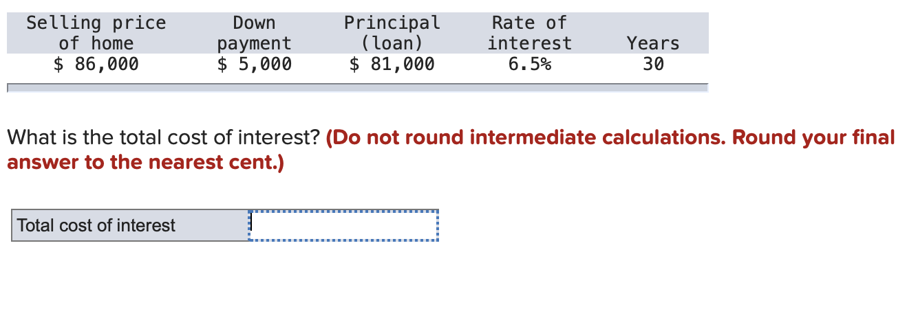 Solved What is the total cost of interest? (Do not round | Chegg.com