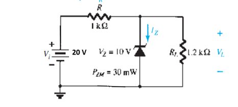 Solved for the zener diode network determine VL, VR, IZ and | Chegg.com