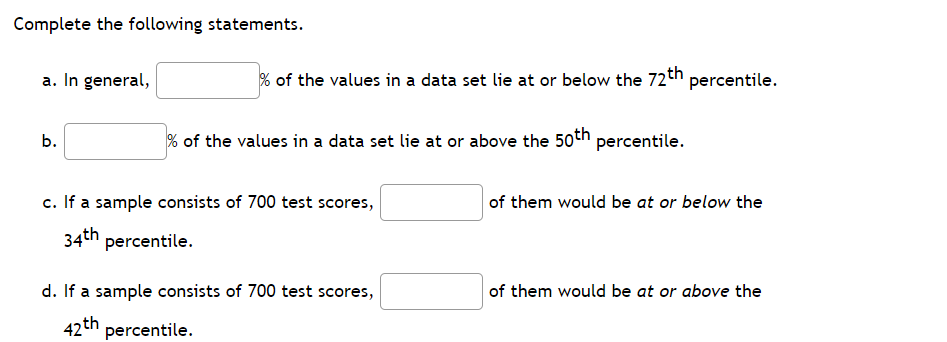 Solved Complete the following statements. a. In general, % | Chegg.com