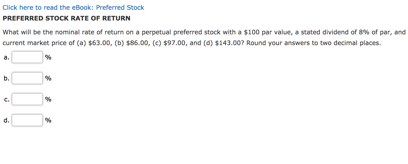 Solved Click here to read the eBook: Preferred Stock | Chegg.com