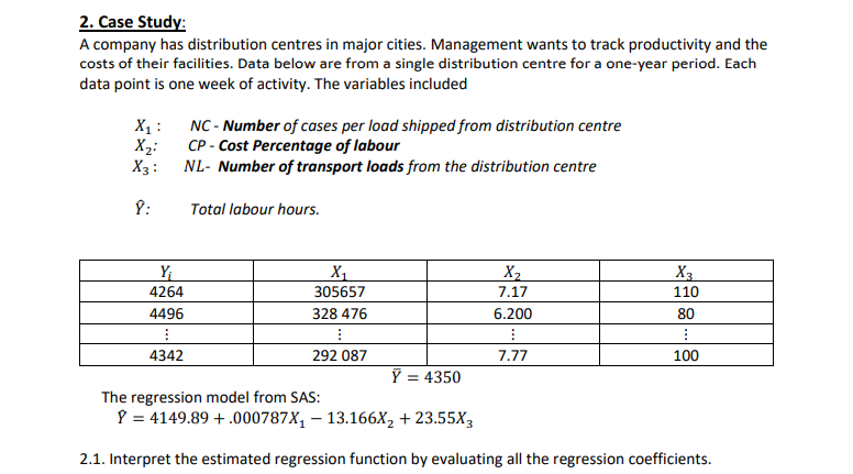 Solved 2. Case Study: A company has distribution centres in | Chegg.com
