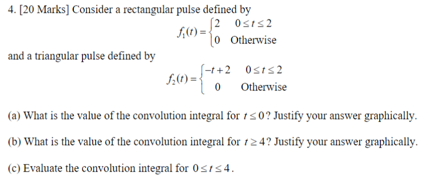 Solved 4. [20 Marks] Consider a rectangular pulse defined by | Chegg.com