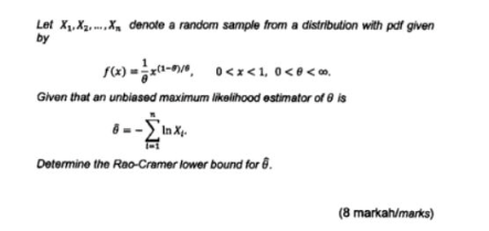 Solved Let X1,X2,…,Xn denote a random sample from a | Chegg.com