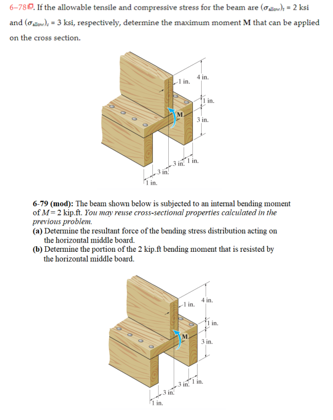 Solved 6−78 ㅁ. If the allowable tensile and compressive | Chegg.com