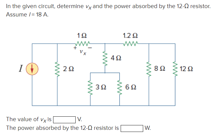 Solved In the given circuit, determine vx ﻿and the power | Chegg.com