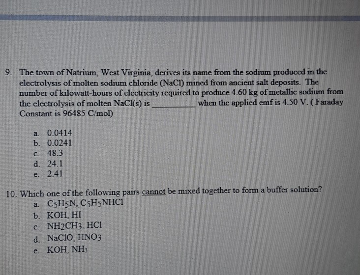 Solved 9. The town of Natrium, West Virginia, derives its | Chegg.com