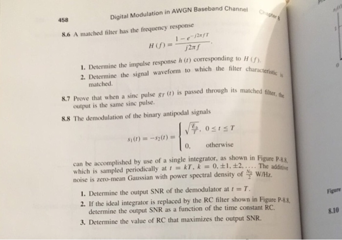 Solved Digital Modulation in AWGN Baseband Channel 458 8.6 A | Chegg.com