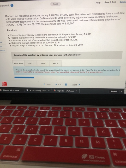 Solved Help Save& Exit Submi omework Martinez, Inc. acquired | Chegg.com