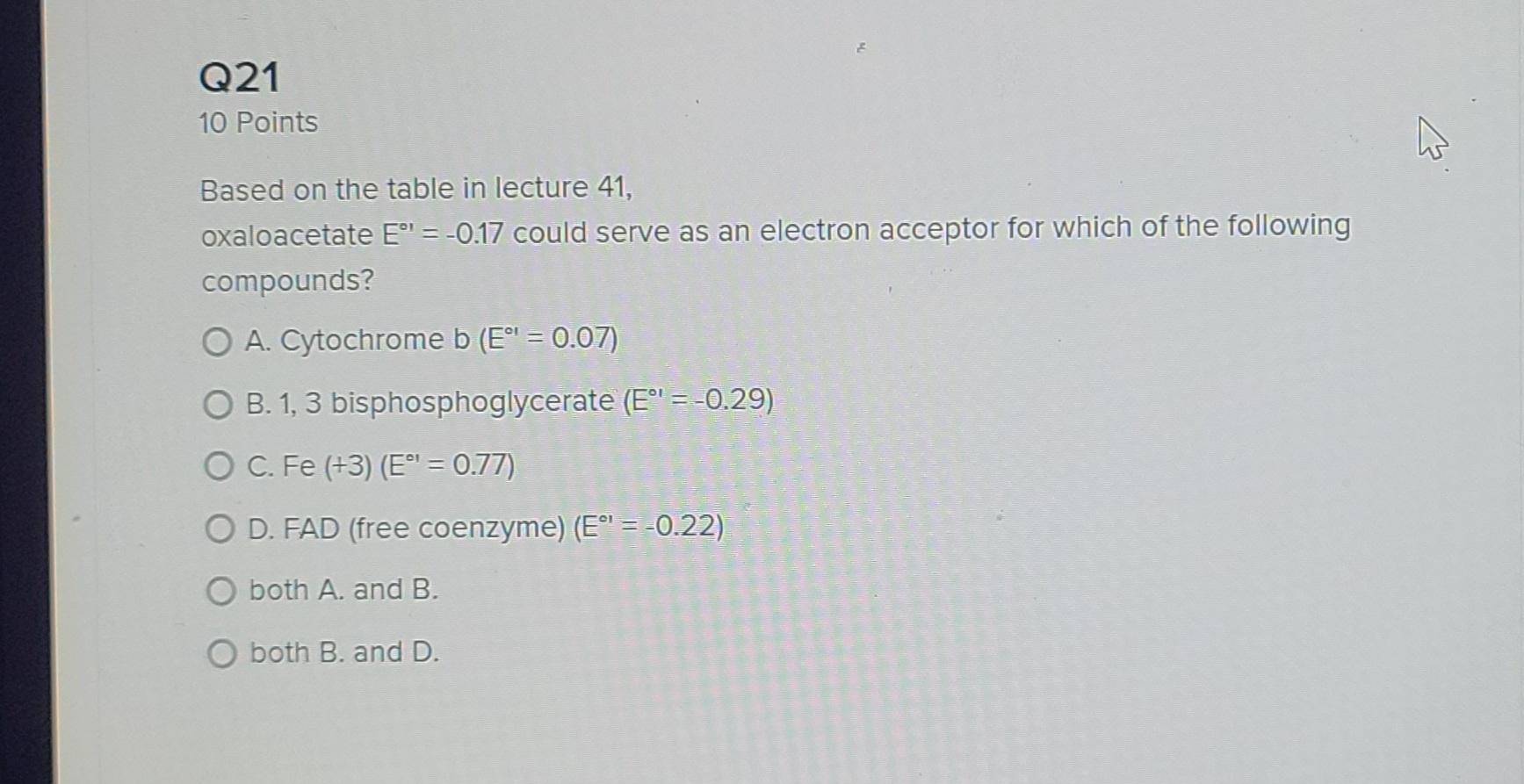 Solved Q21 10 Points Å Based on the table in lecture 41, | Chegg.com