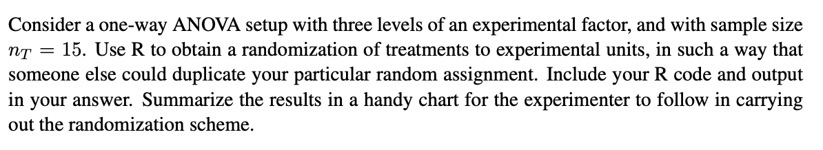 Solved Consider a one-way ANOVA setup with three levels of | Chegg.com