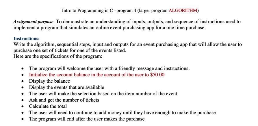 Solved Intro to Programming in C-program 4 (larger program | Chegg.com