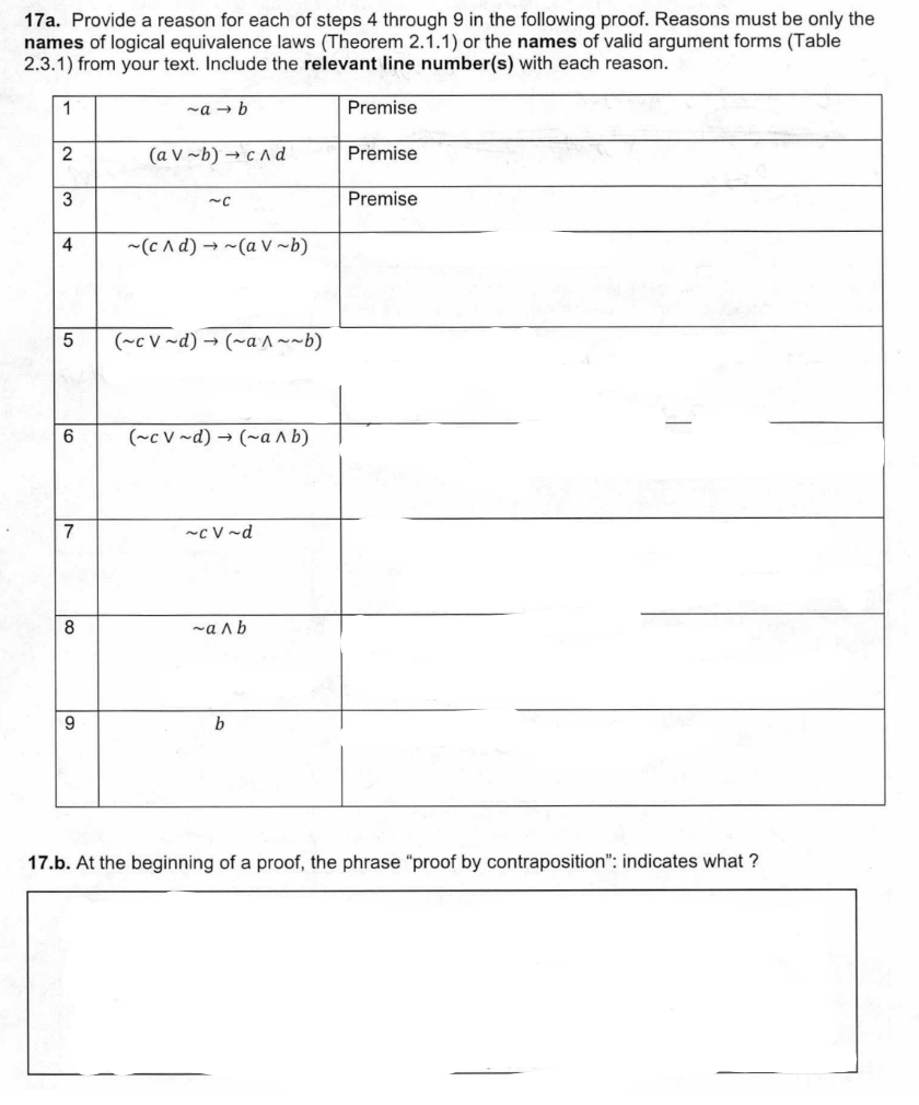 Solved 17a. ﻿Provide a reason for each of steps 4 ﻿through 9 | Chegg.com